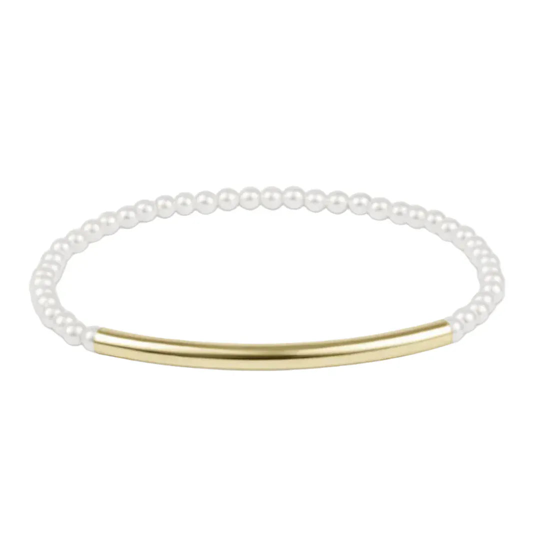 Bliss Bar Smooth Pearl 3mm Bead Bracelet - Gold